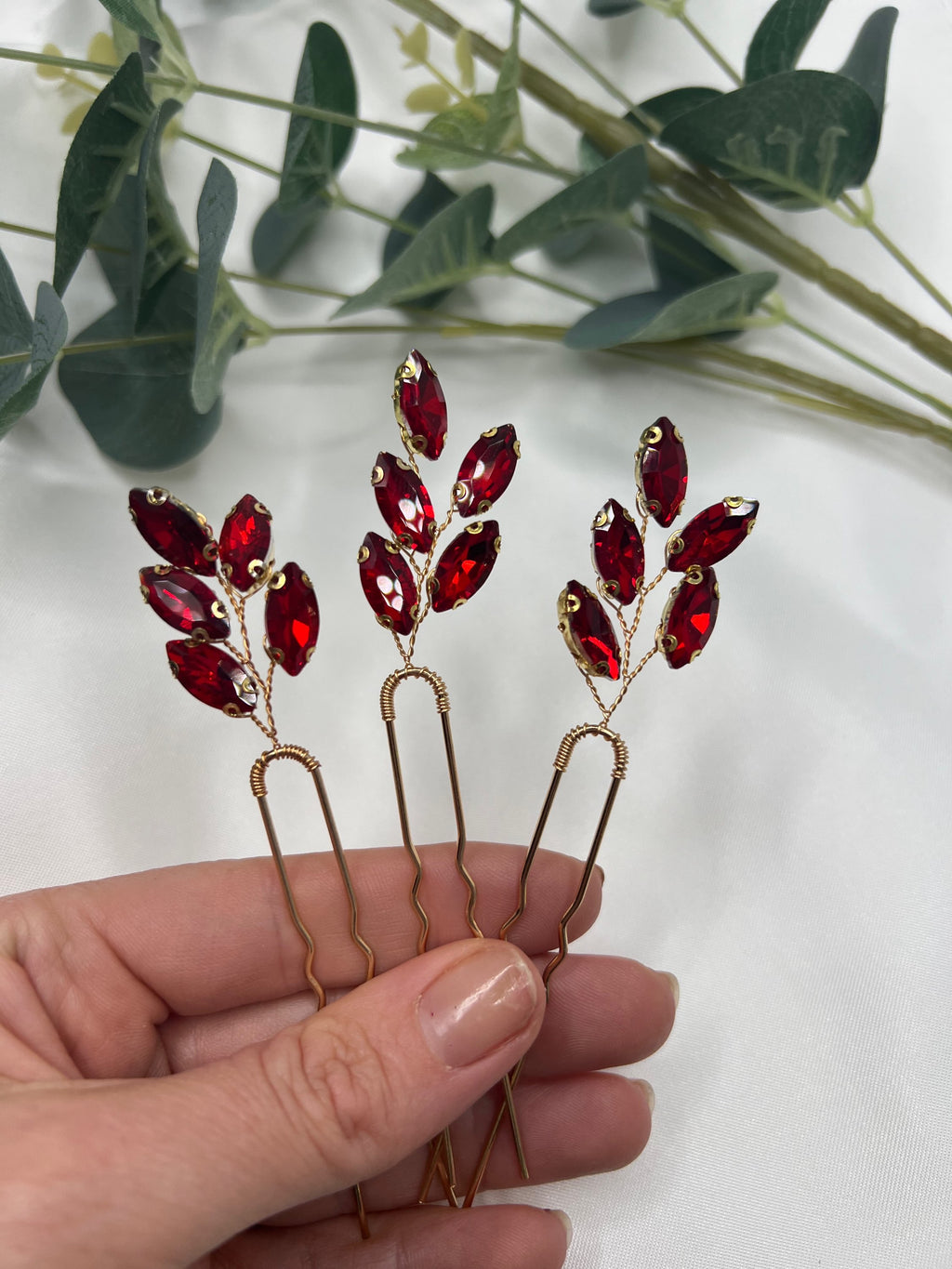 Polly - Red Gold Hair Pins – The Dress House