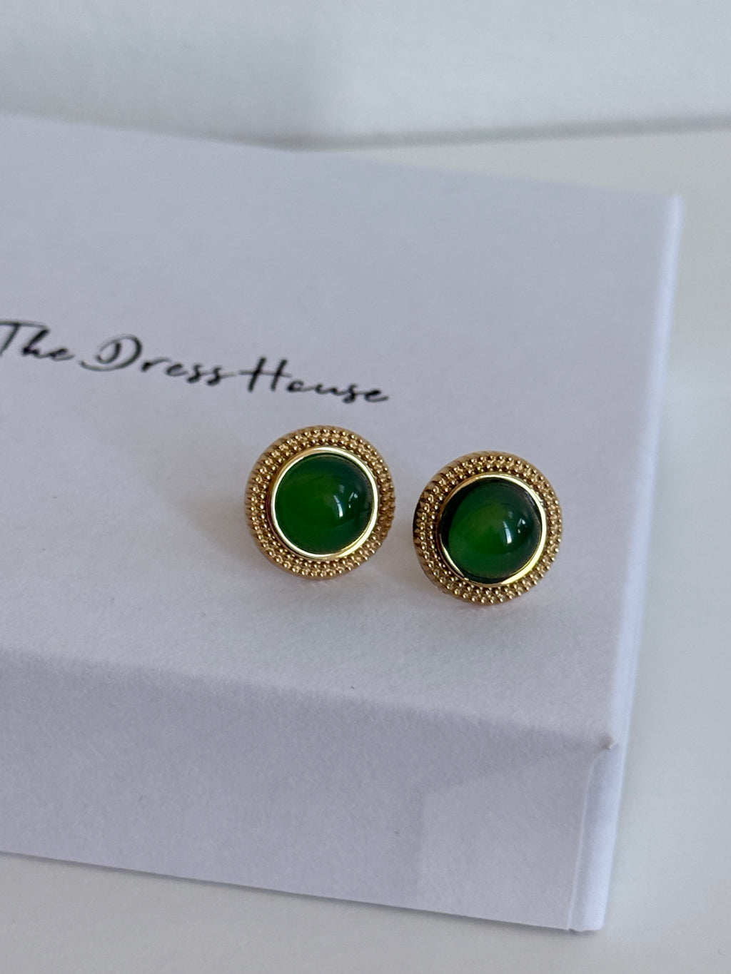 Millie - Green Gold Stud Earring – The Dress House